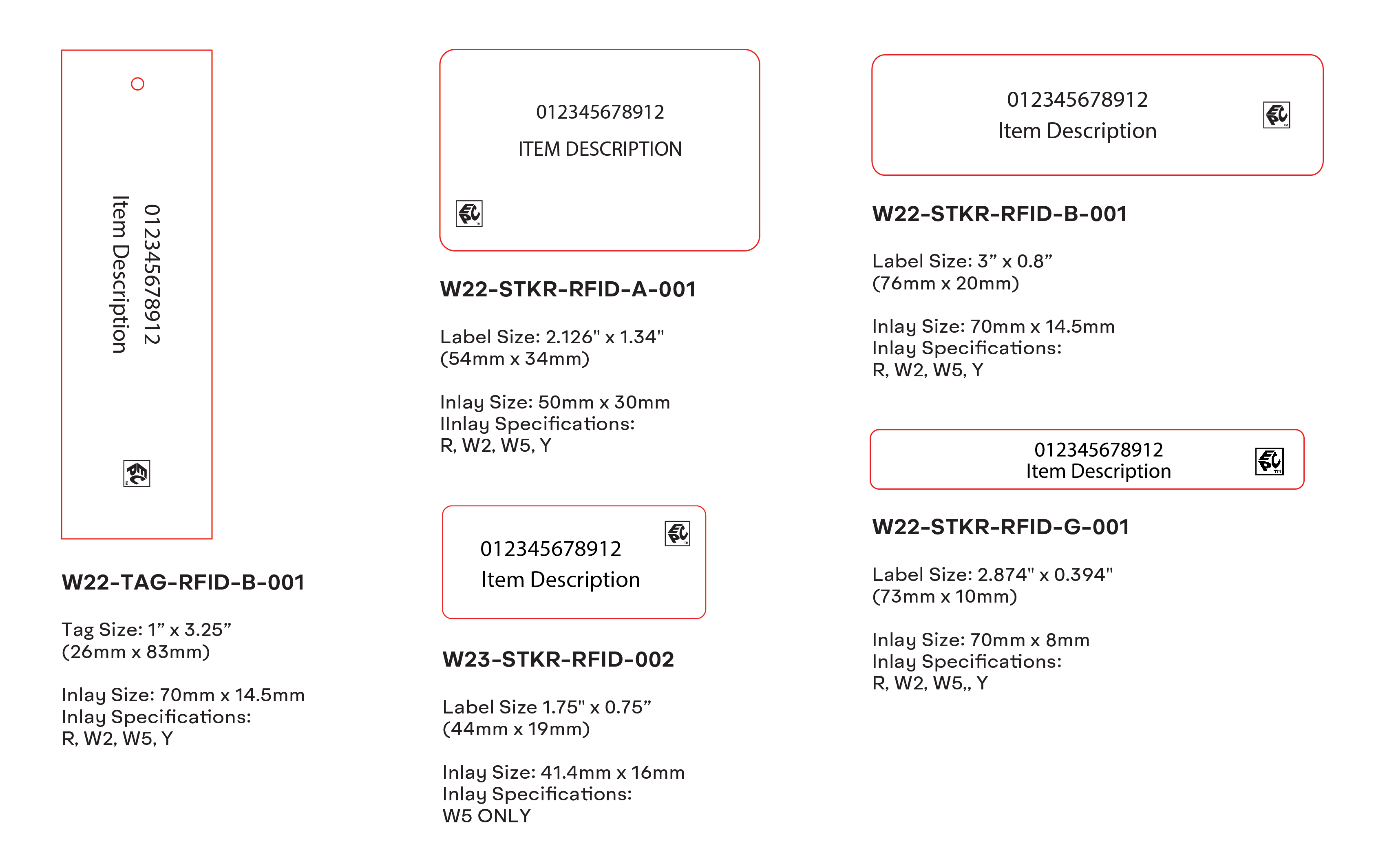 Refer to pictures below for RFID Item code: