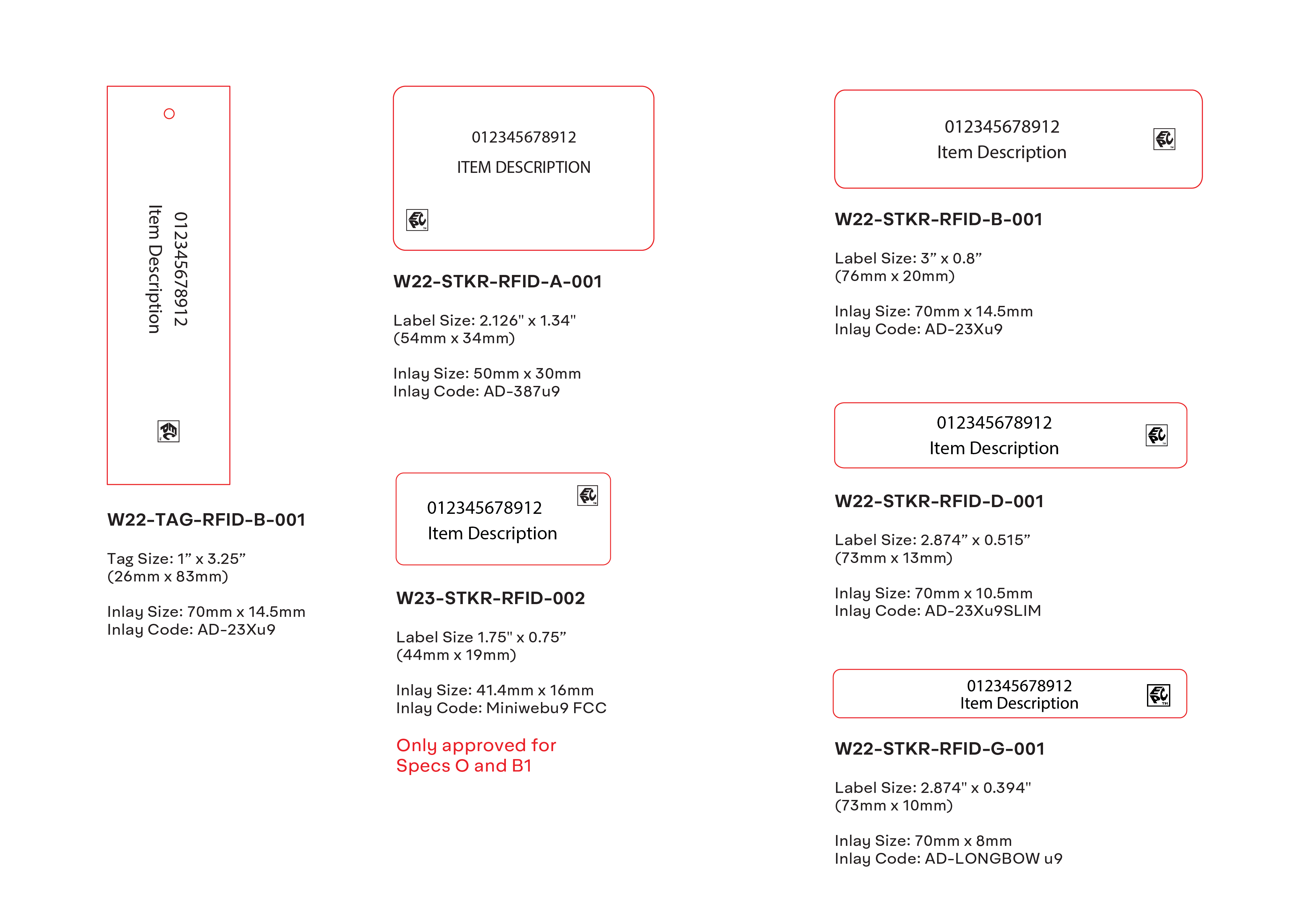 Refer to pictures below for RFID Item code: